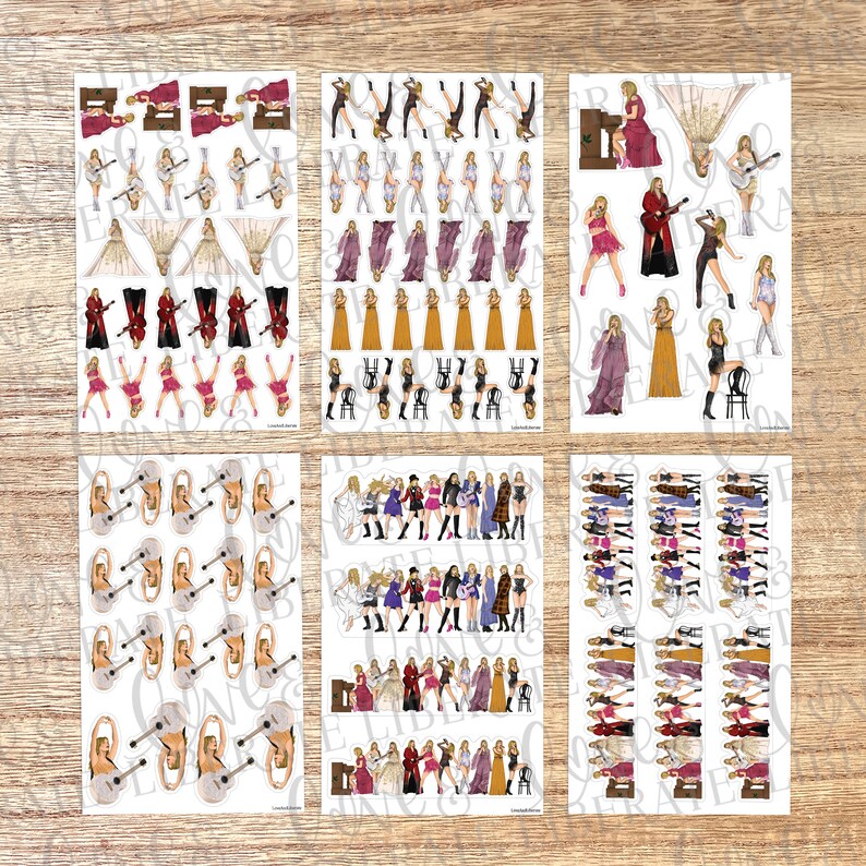 Eras Iconic Outfits Taylor Sticker Sheets for Planners - Etsy