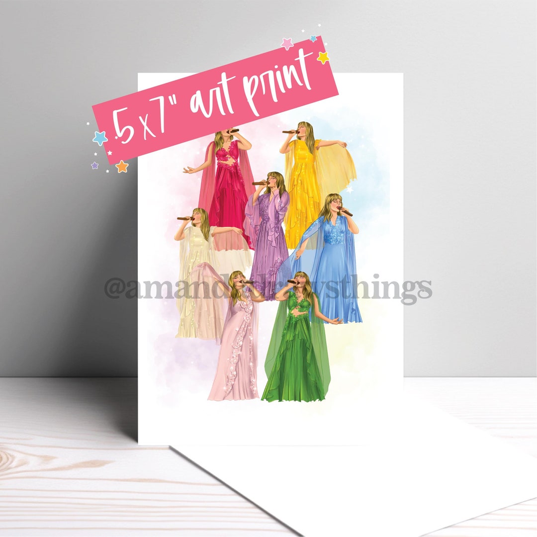 Flowy Folklore Dress Drawings 5x7 Art Print Hand Drawn Performance ...