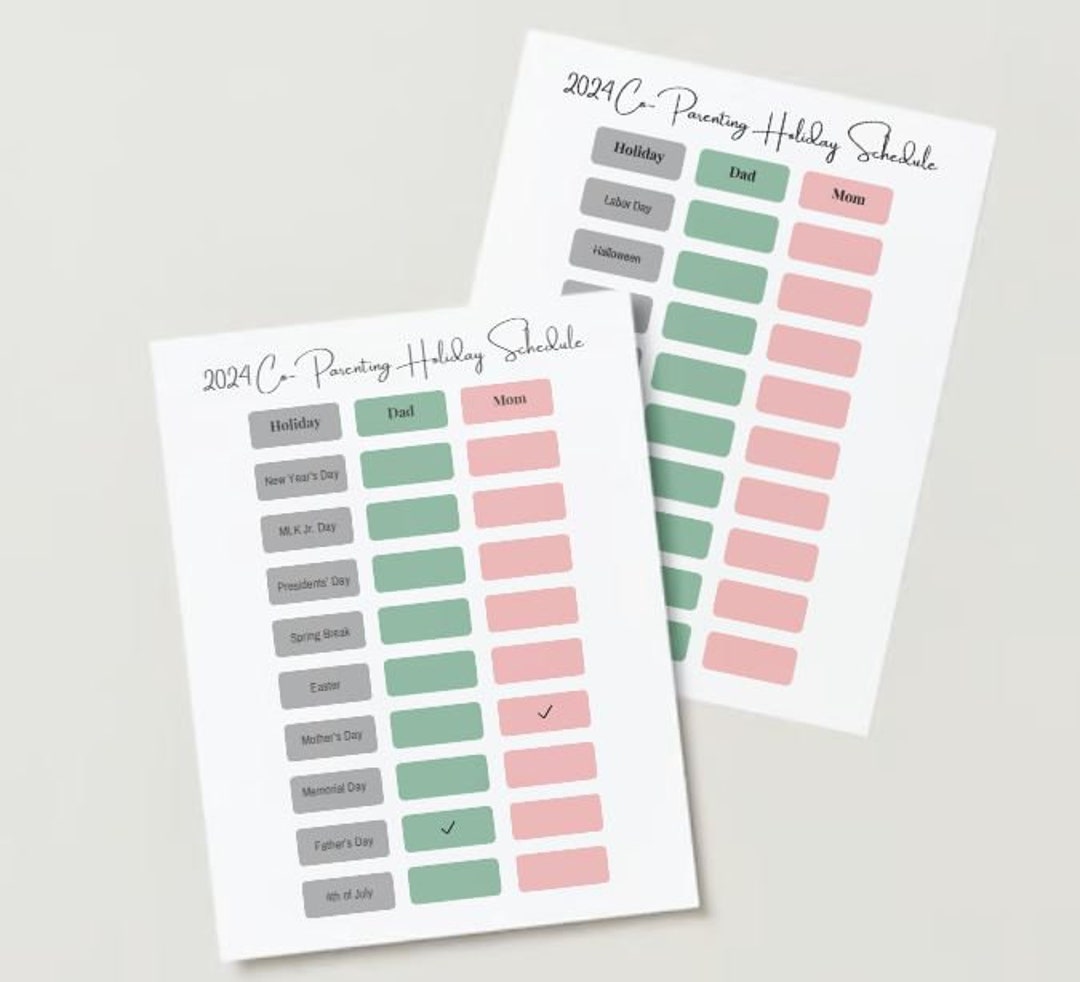 Co-parenting Holiday Schedule Digital Download Sheet - Etsy