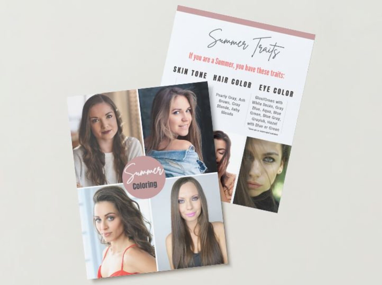 Seasonal Color Analysis Cheat Sheets Digital Download - for Summer ...