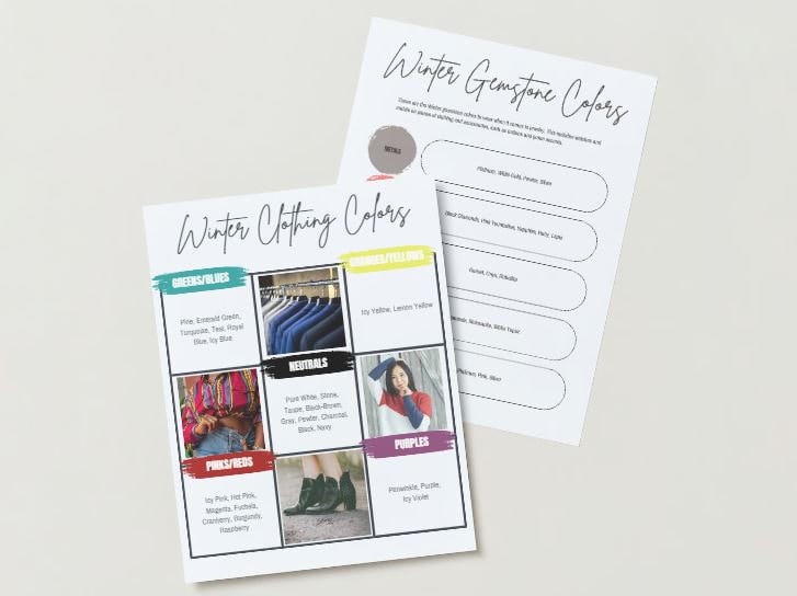 Seasonal Color Analysis Cheat Sheets Digital Download - for Winter ...