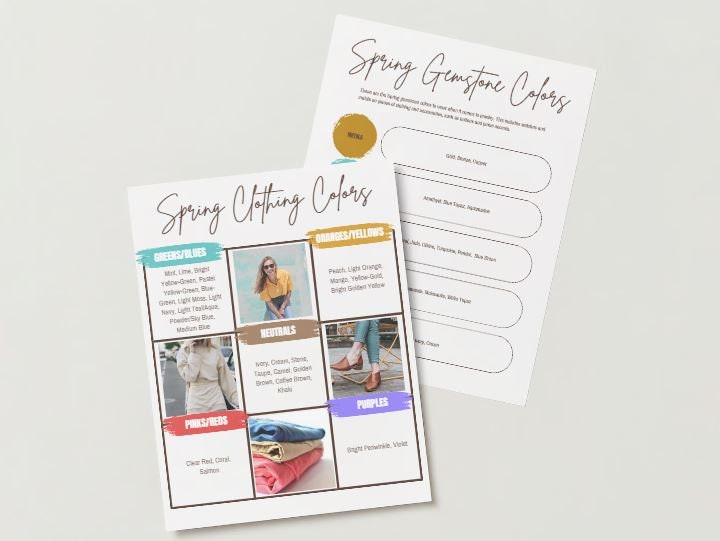 Seasonal Color Analysis Cheat Sheets Digital Download - for Spring ...