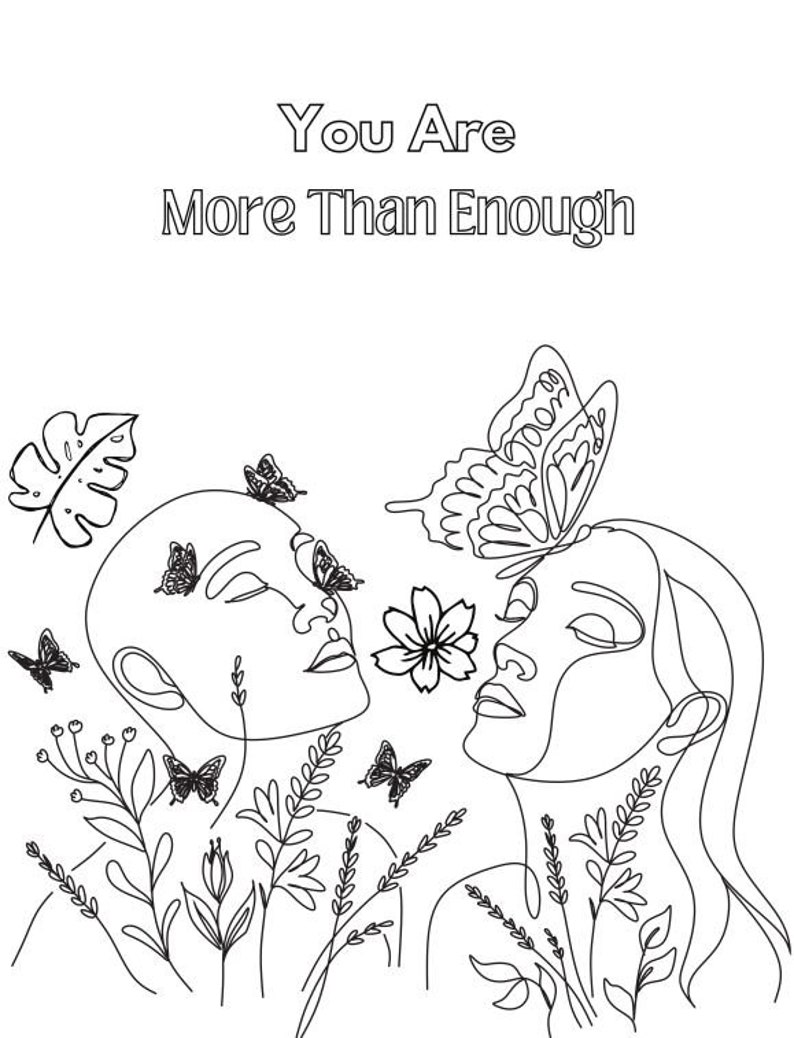 Mental Health Self Love Digital Coloring Pages - Etsy