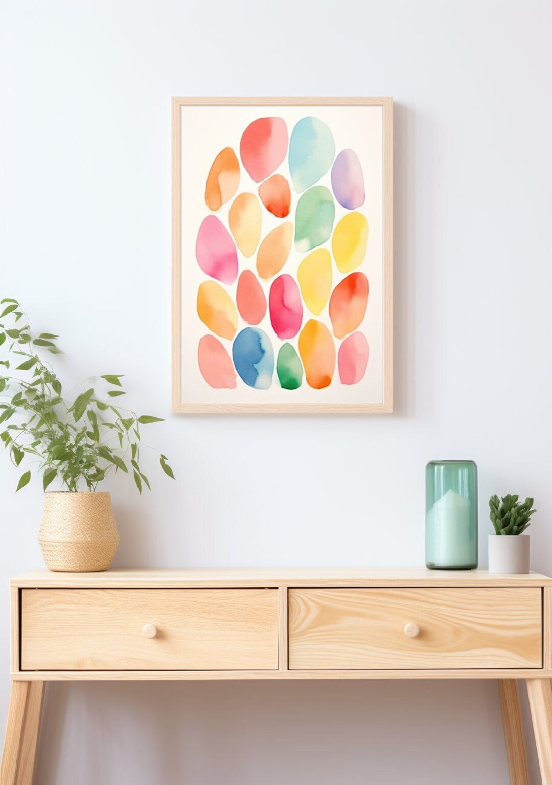Watercolor Print With Dots, Watercolor, Water Color Poster, A4, Wall ...