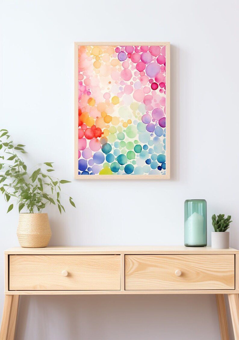 Abstract Watercolor Rainbow, Art Print, A4, A3, Colorful Color Cloud ...