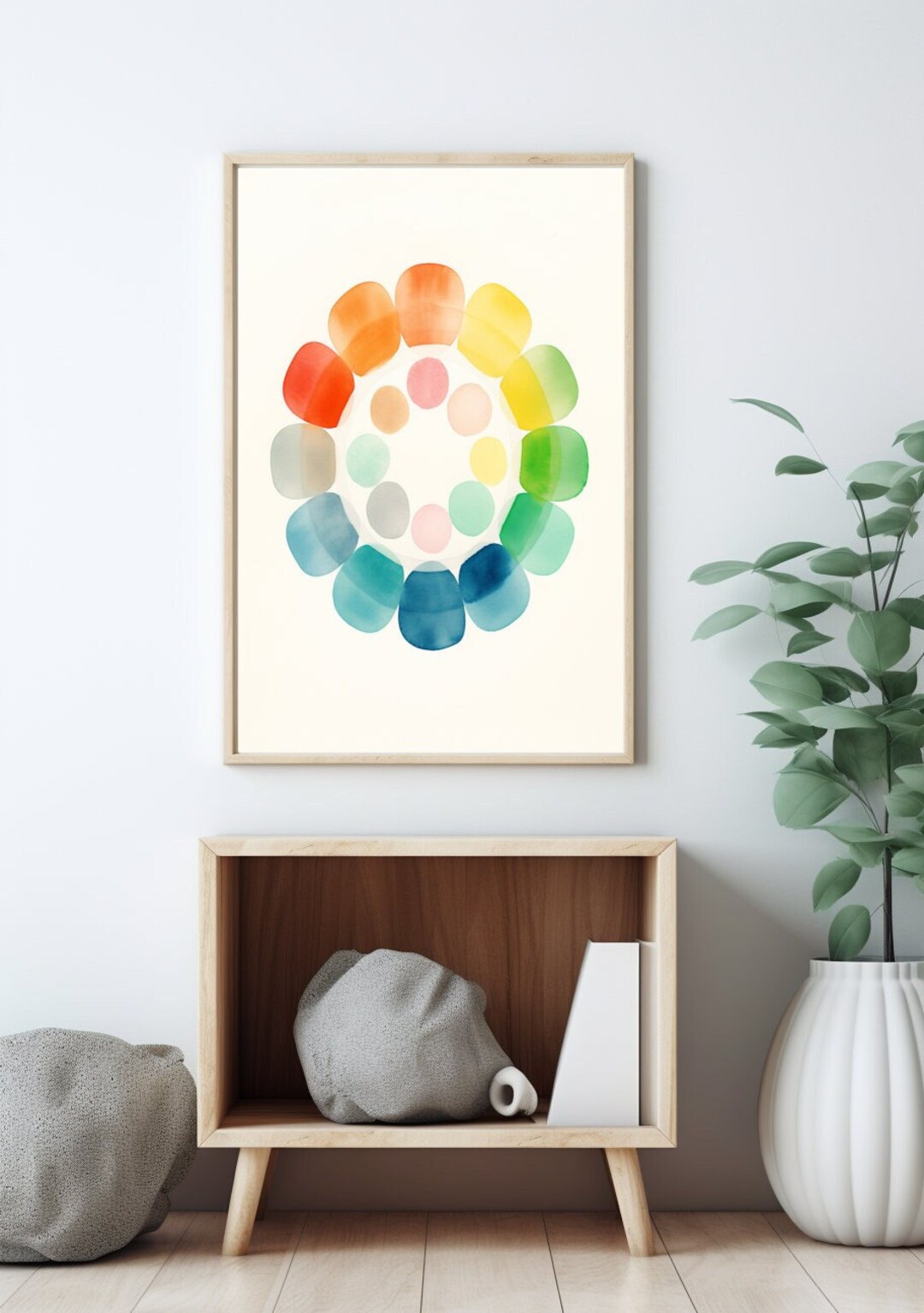 Watercolor With Color Circle, Wall Decoration Picture, Poster, A4, A3 ...