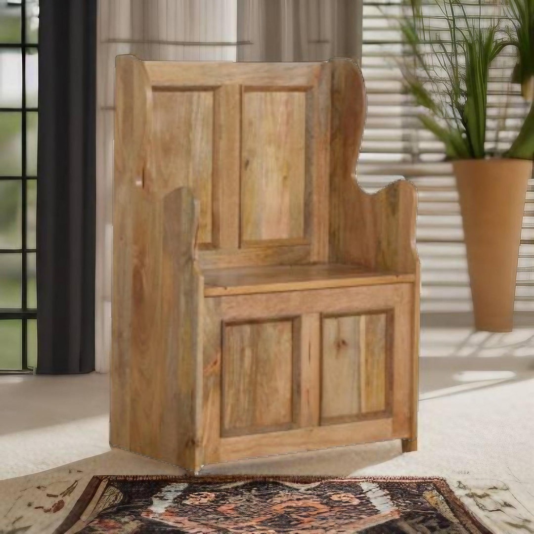 Small Farmhouse Style Wooden Monks Storage Bench Compact and - Etsy UK