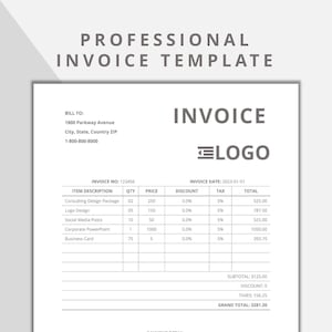 Invoice Template, Professional, Customizable, Editable, Printable ...