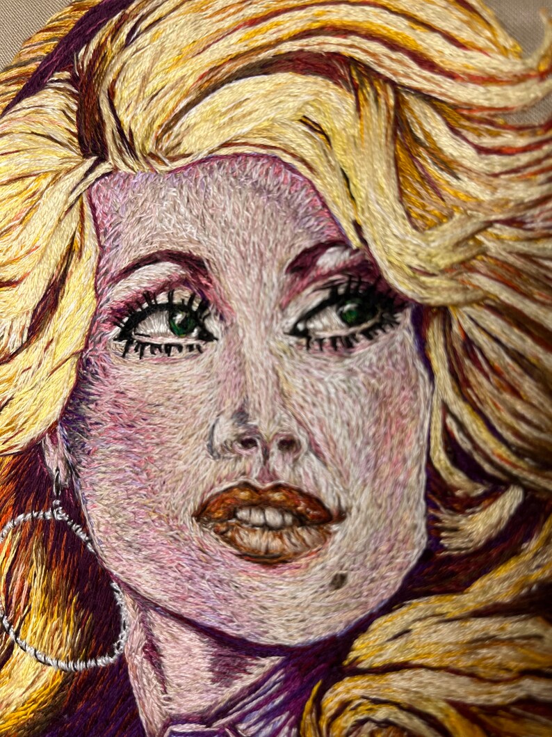 Dolly Parton Fan Art Thread Painting /fiber Art / Embroidery Art / One ...