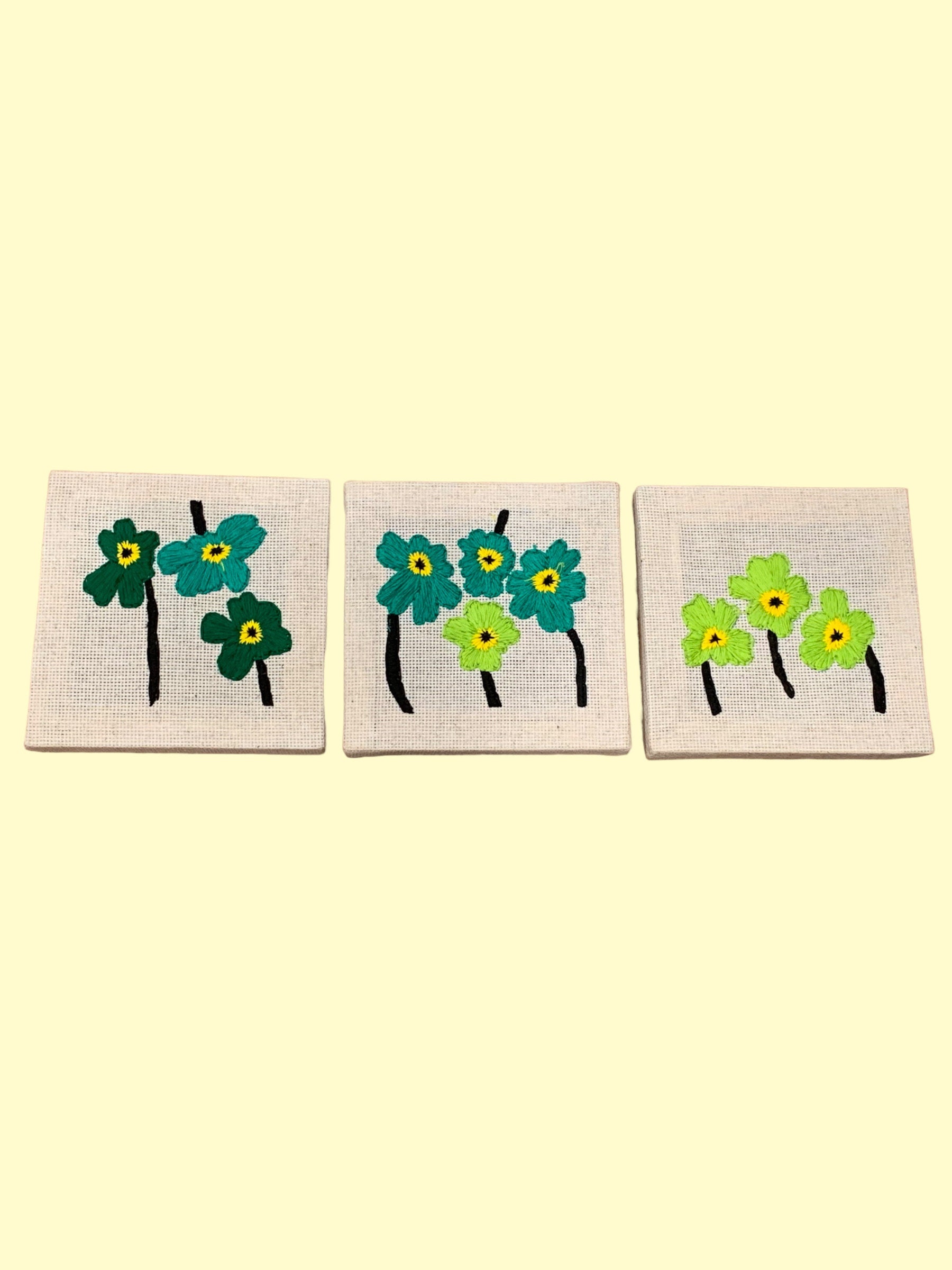 Mid Century Style Inspired Crewel Hand Embroidered Poppies Flowers ...