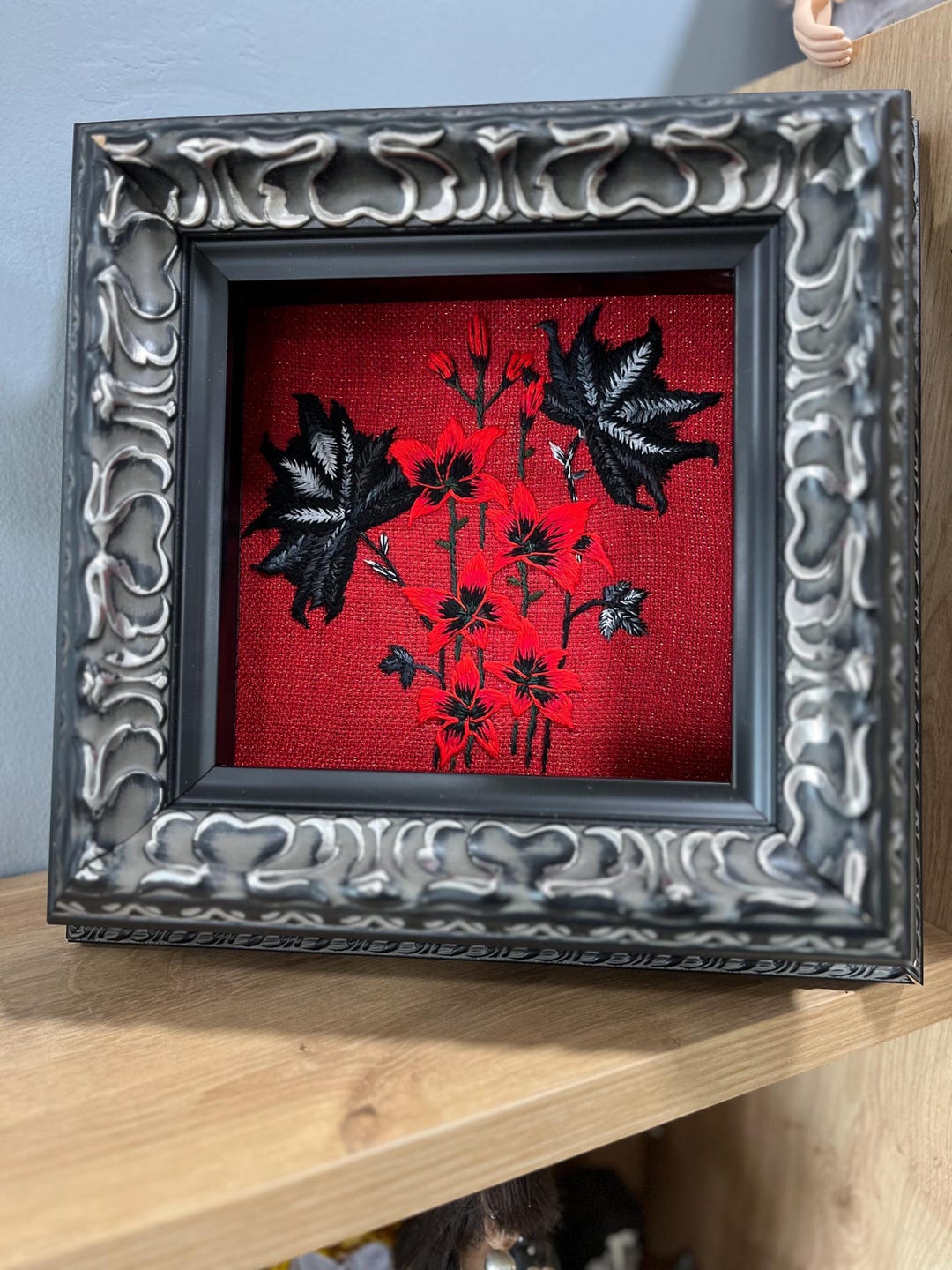 Hand Embroidered Floralscape Shadow Box - Kitsch Gothic Wall Art - Etsy