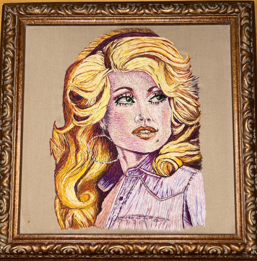 Dolly Parton Fan Art Thread Painting /fiber Art / Embroidery Art / One ...