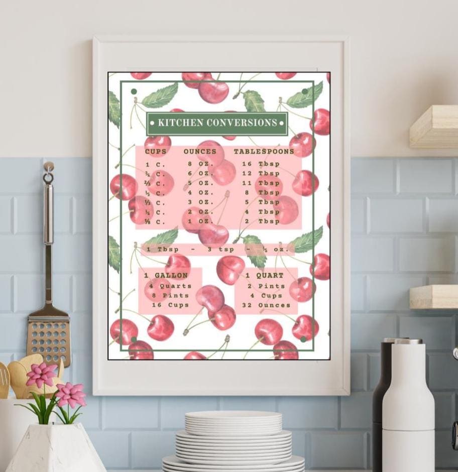 Kitchen Conversion Charts, Fruit Themed - Etsy