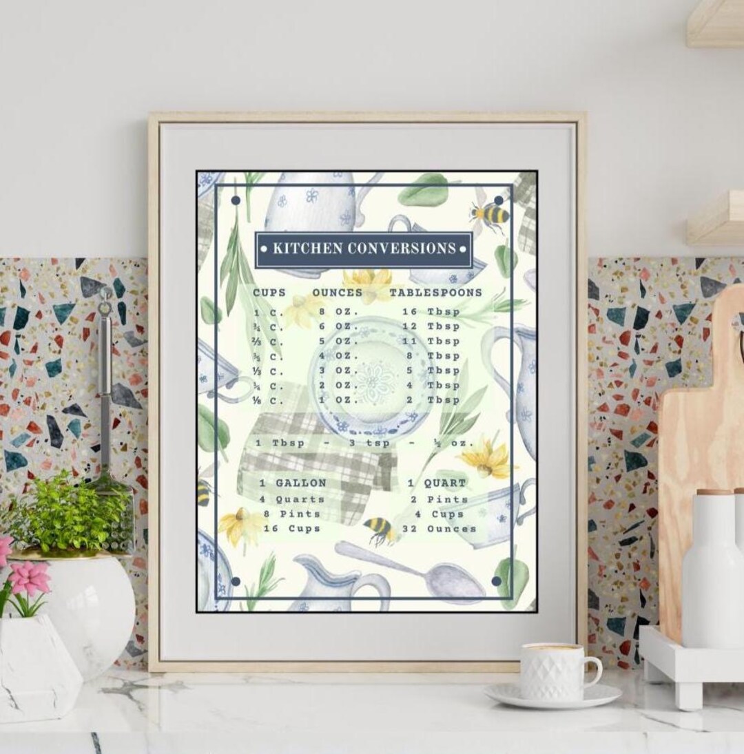 Kitchen Conversion Chart, Farmhouse - Etsy