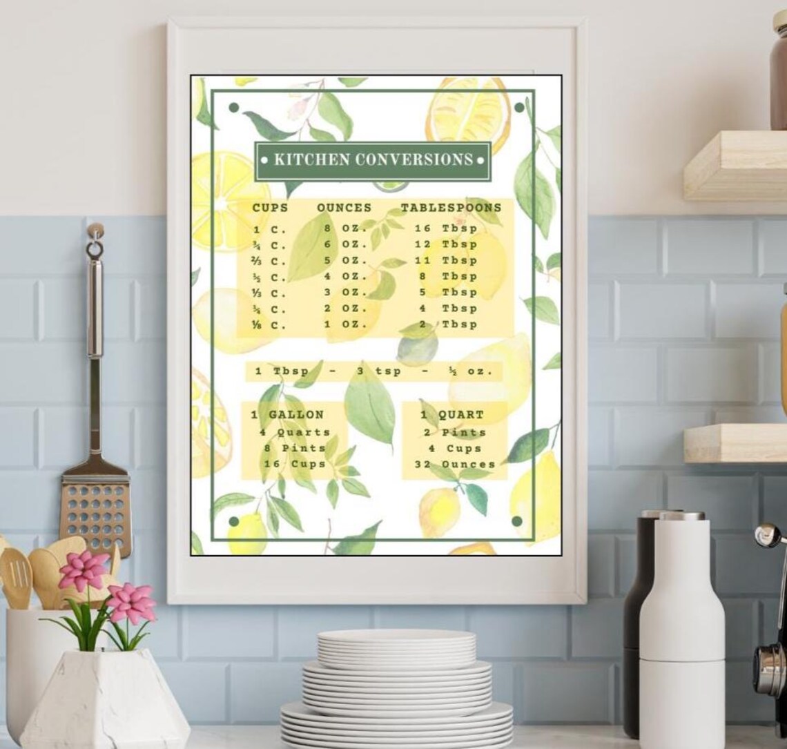 Kitchen Conversion Charts, Fruit Themed - Etsy
