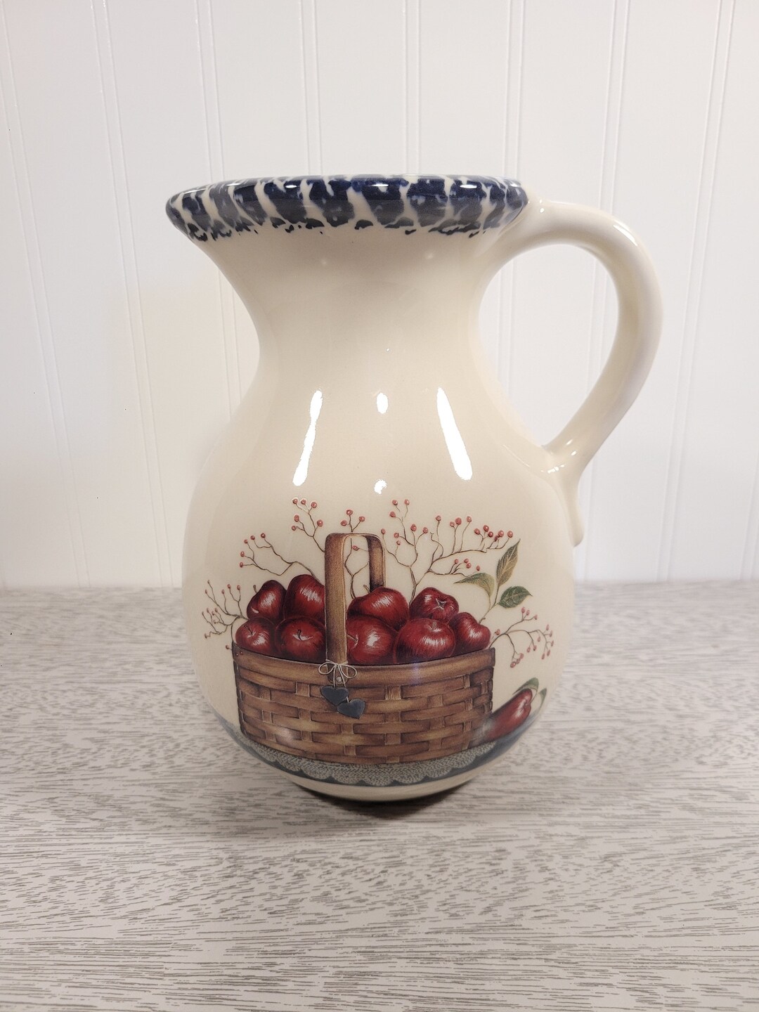 Apple Stoneware Pitcher Wicker Plus Limited Germantown, WI - Etsy