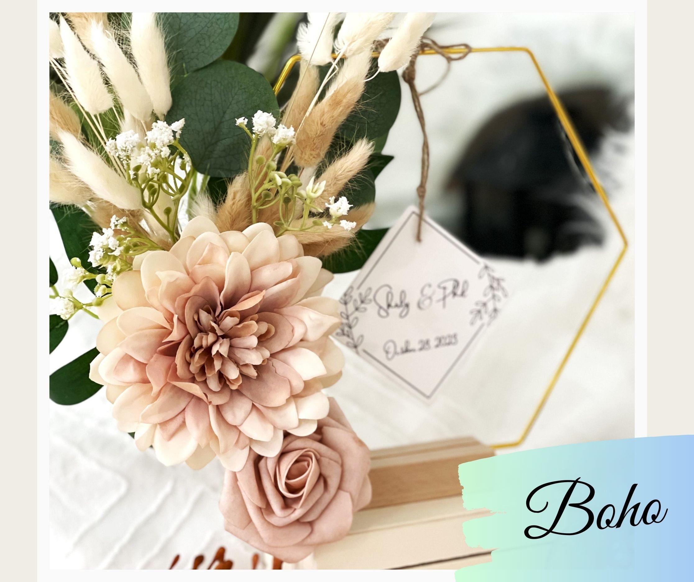 Boho Decorations, Personalized Boho Wedding Centerpieces With Couple ...