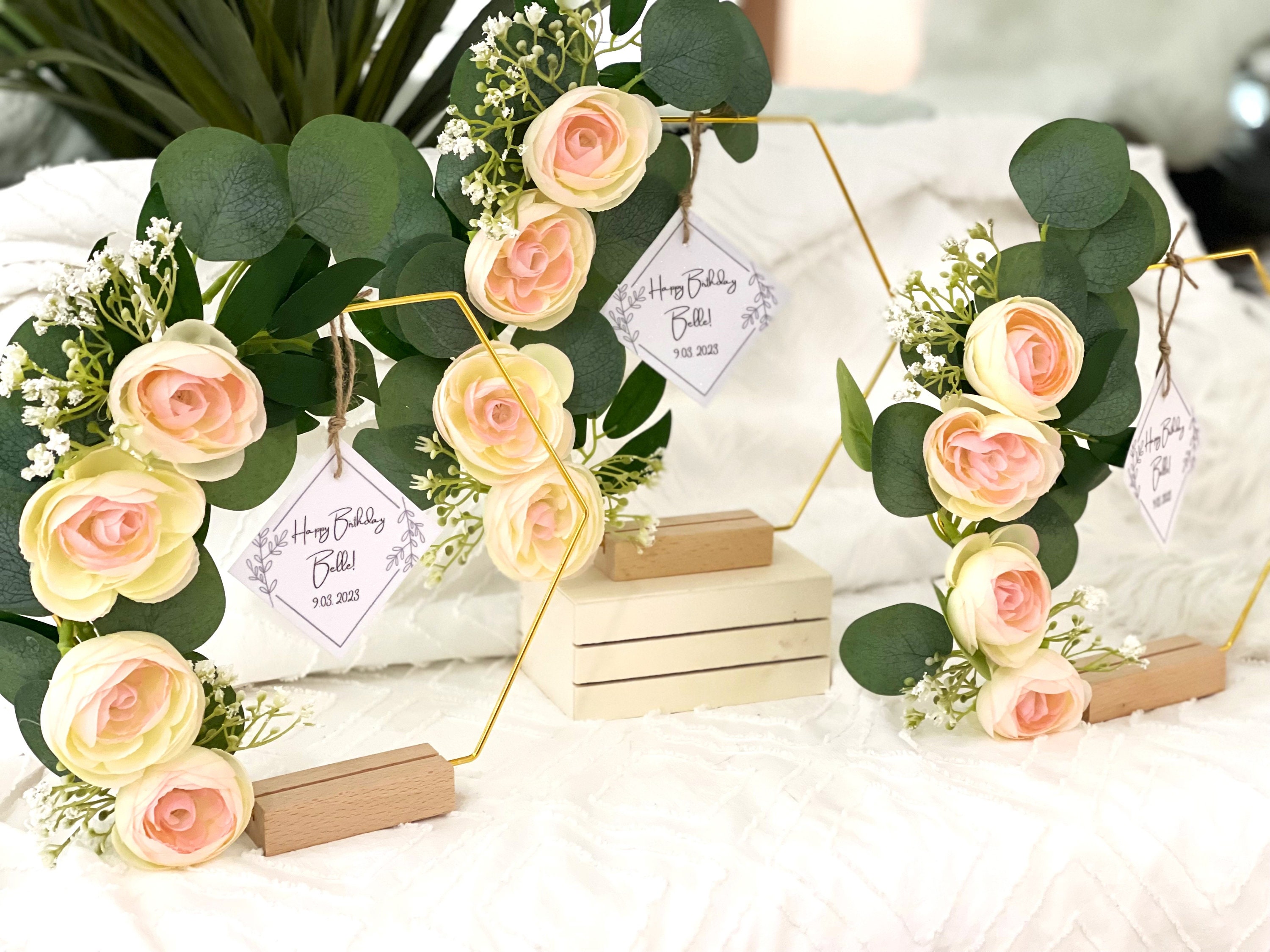 Bulk Wedding Centerpieces for Tables With Couple Names, Hexagon With ...