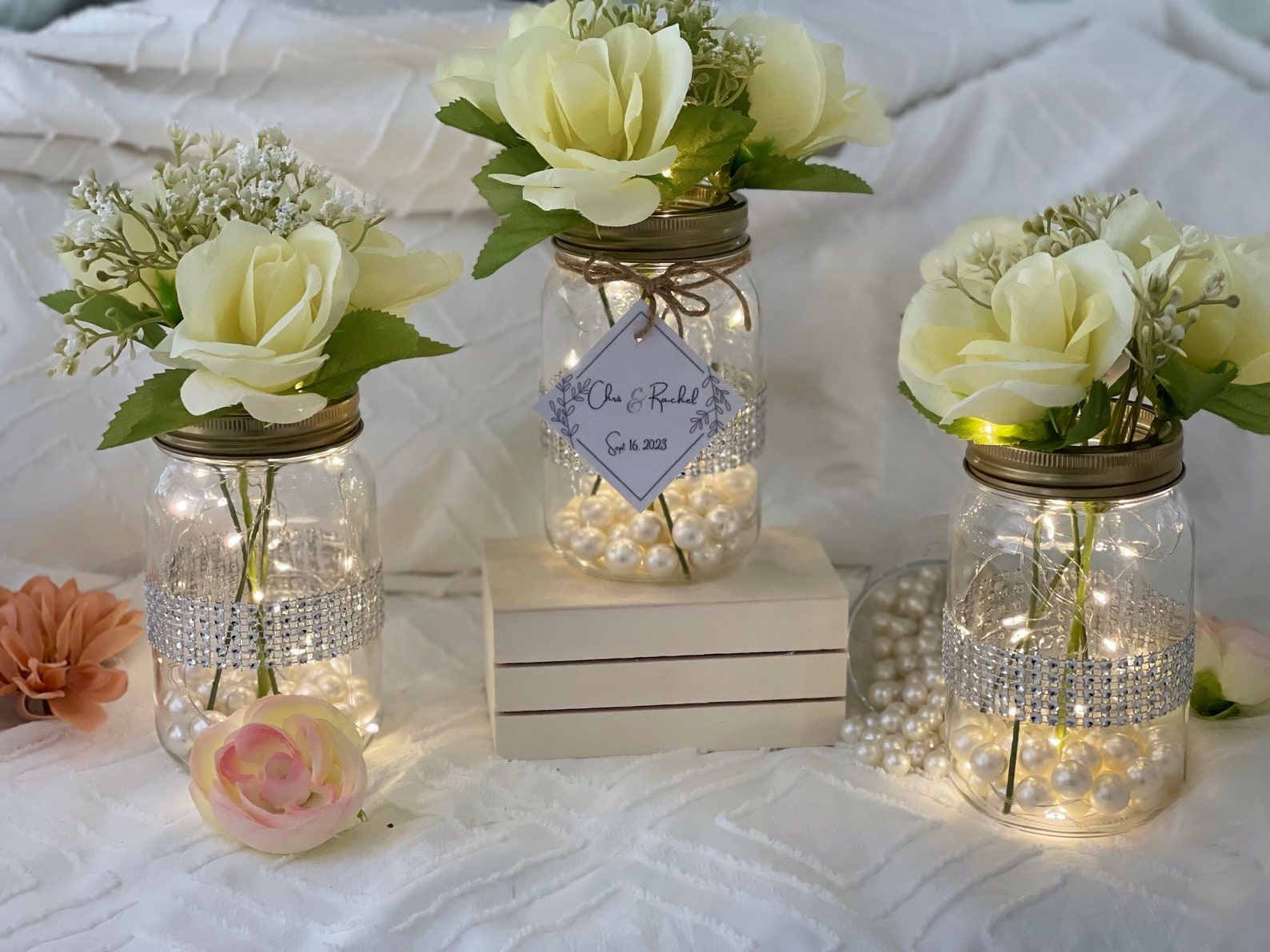 Wedding Centerpiece for Tables, Personalized Centerpieces With Lights ...