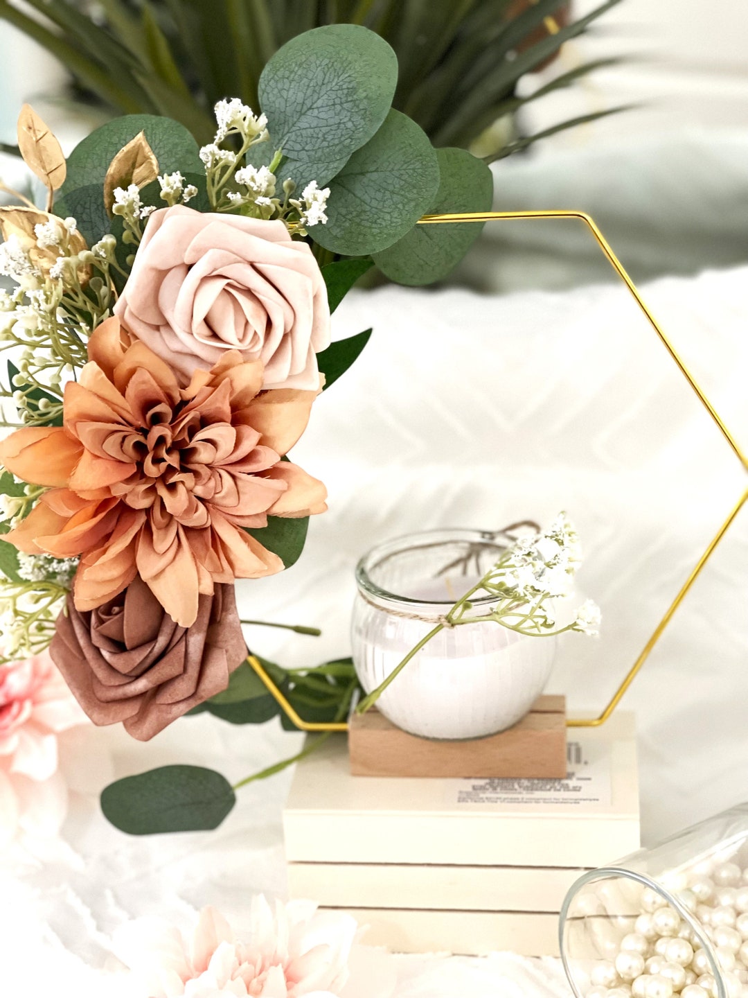 Wedding Centerpiece for Tables With Couple Names, Hexagon Hoop With ...