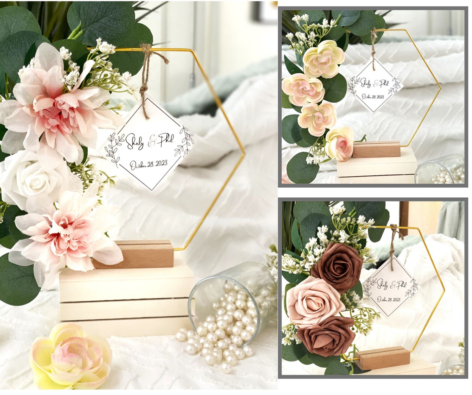 Wedding Centerpiece for Tables With Couple Names Hexagon Hoop - Etsy