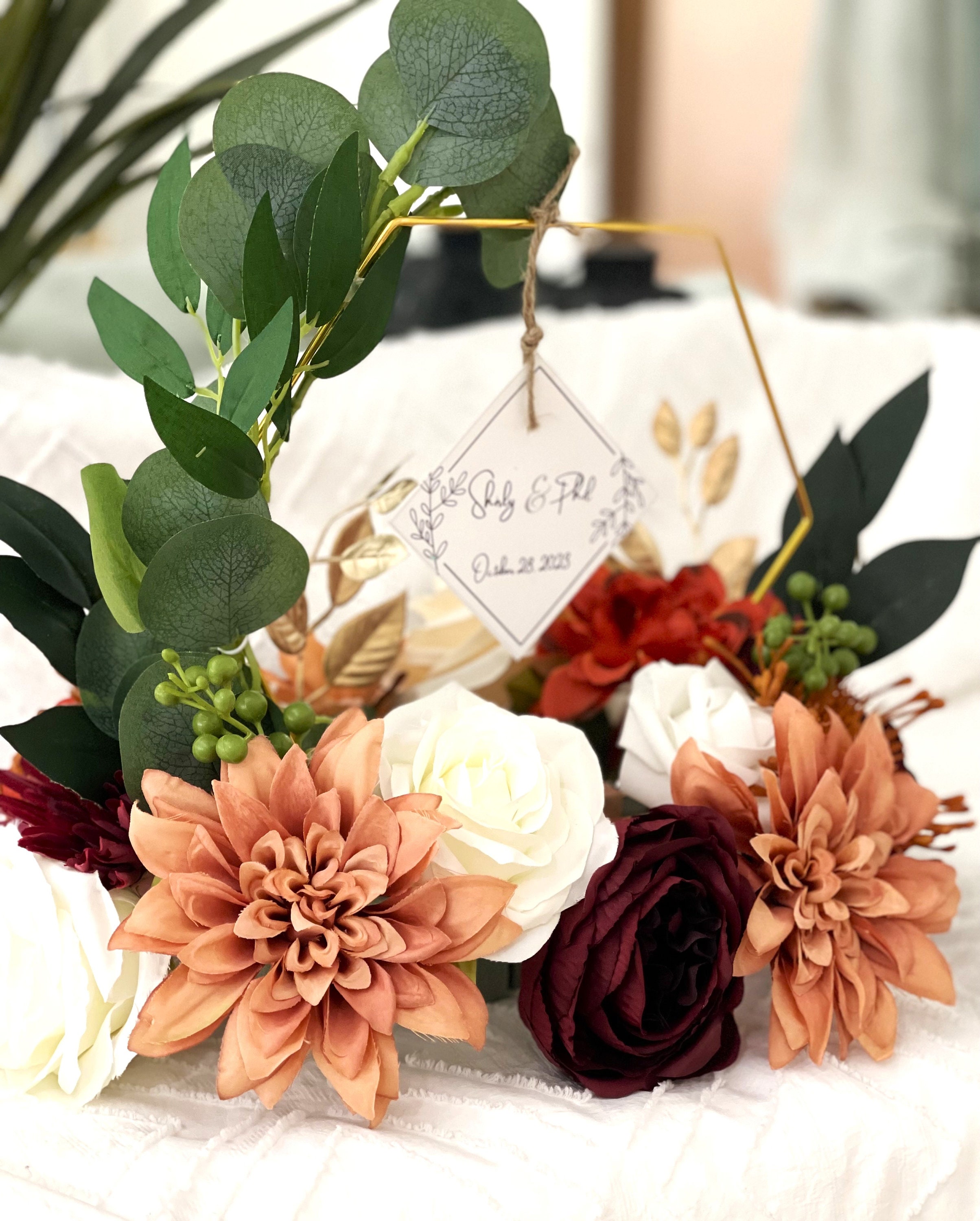 Wedding Centerpiece for Tables With Couple Names, Hexagon Hoop With ...