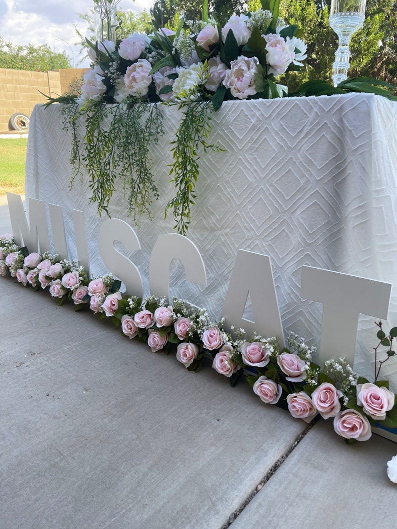 Complete Sweetheart Table Centerpieces With Wood Last Name, Flowers for ...