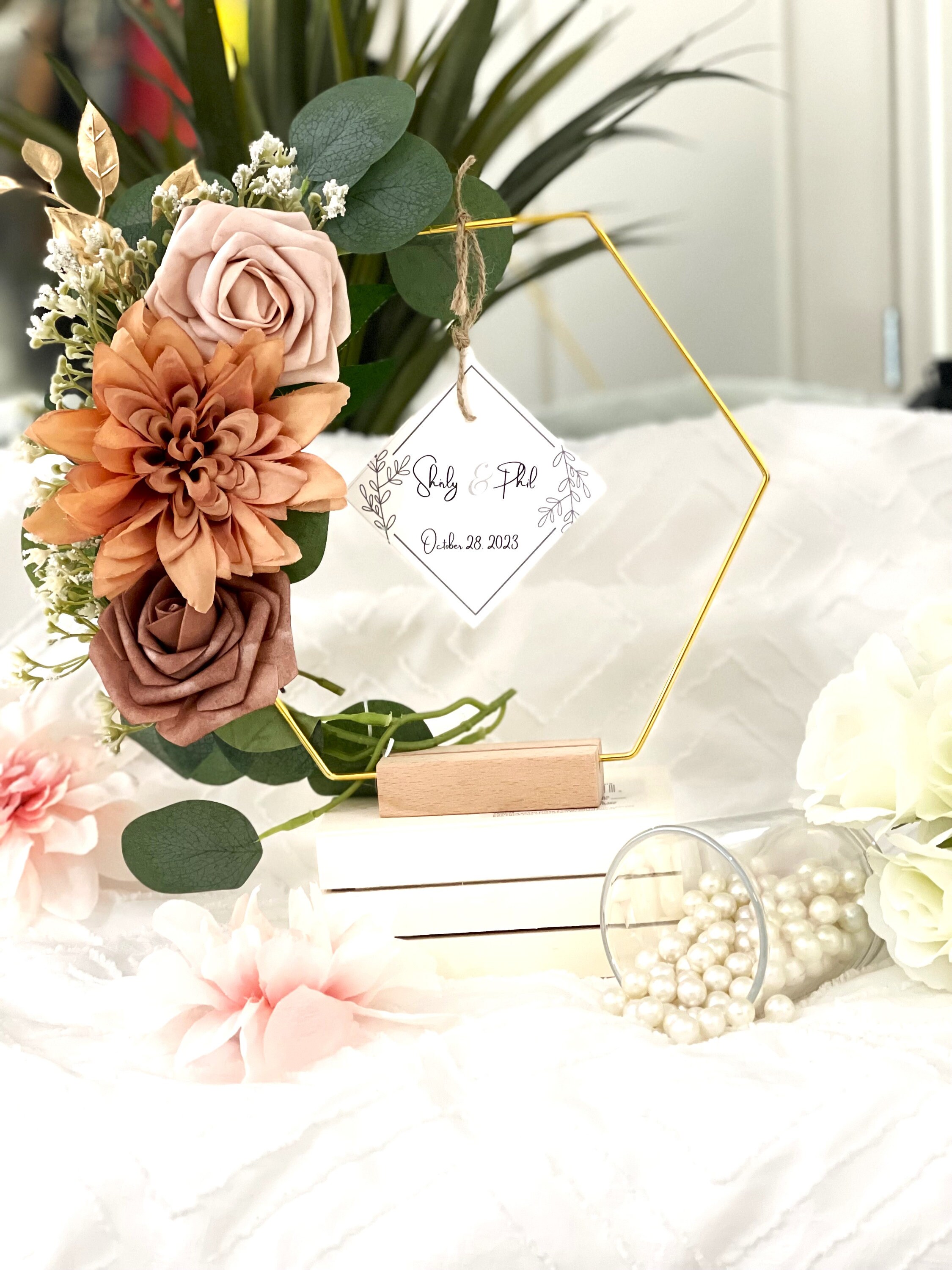 Wedding Centerpiece for Tables With Couple Names Hexagon Hoop - Etsy