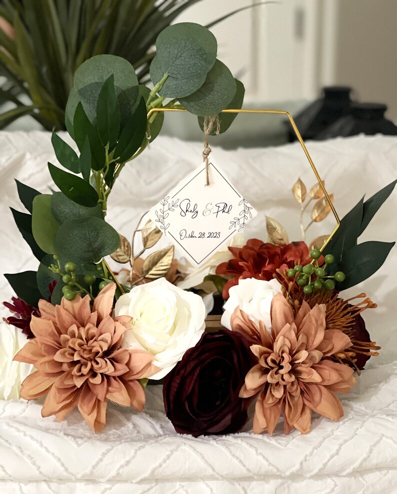 Wedding Centerpiece for Tables With Couple Names, Hexagon Hoop With ...