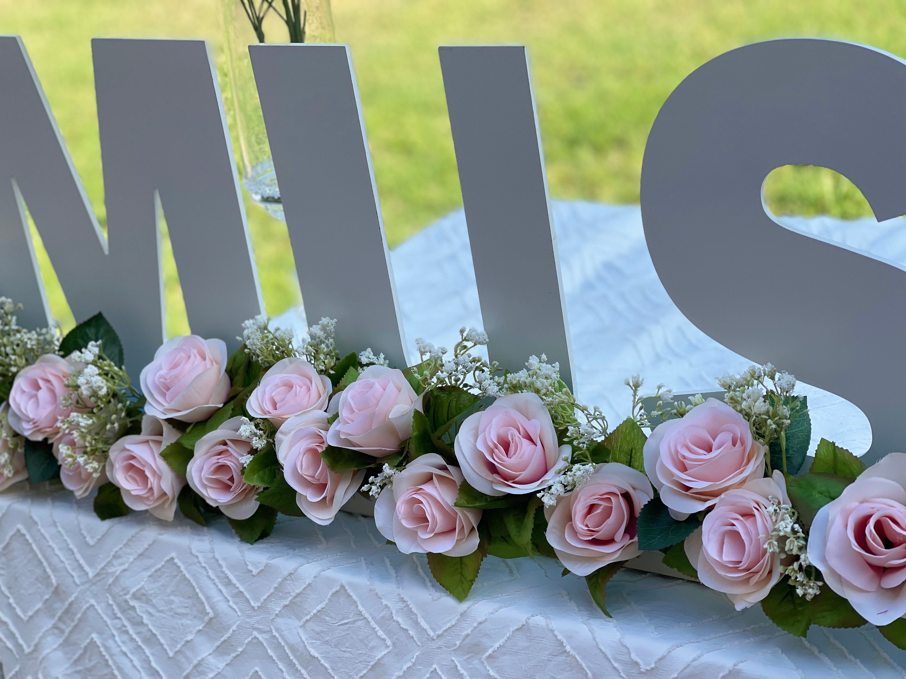 Complete Sweetheart Table Centerpieces With Wood Last Name, Flowers for ...