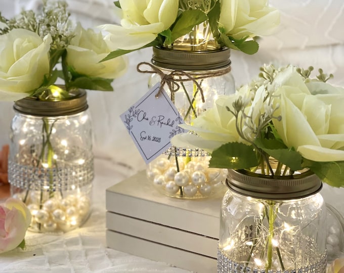 Wedding Centerpiece for Tables, Personalized Centerpieces With Lights ...