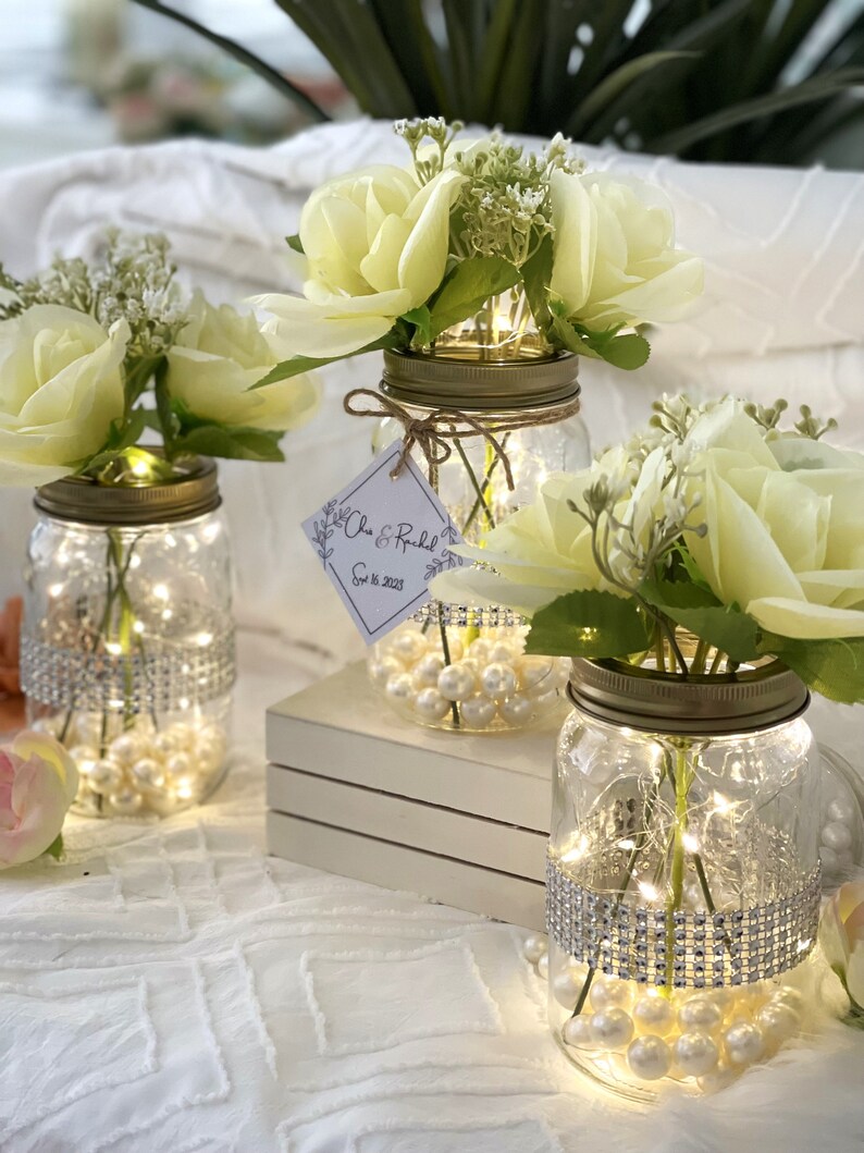 Wedding Centerpiece for Tables, Personalized Centerpieces With Lights ...