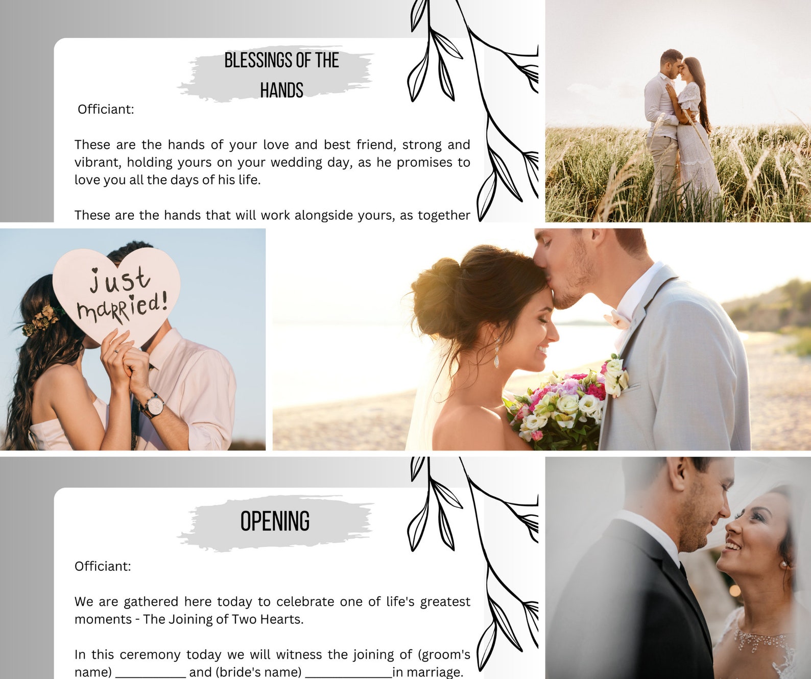 Wedding Ceremony Script, Unique Wedding Script, Beautiful Modern Script ...