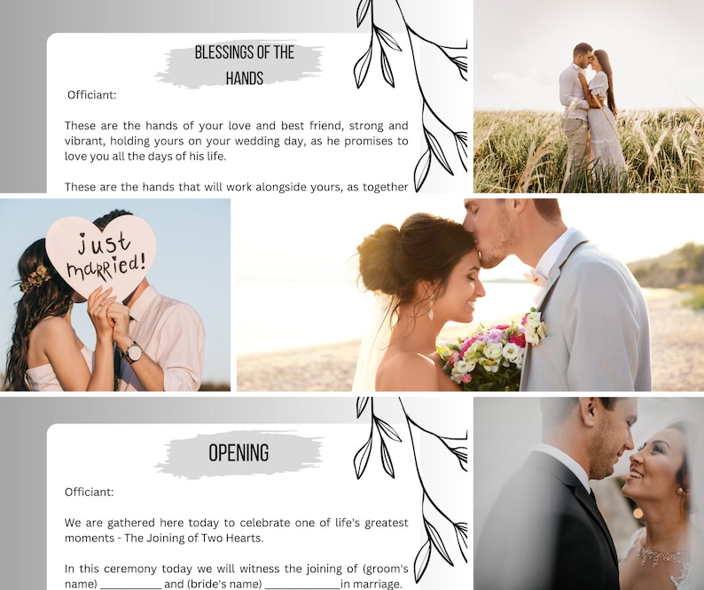 Wedding Ceremony Script, Unique Wedding Script, Beautiful Modern Script ...