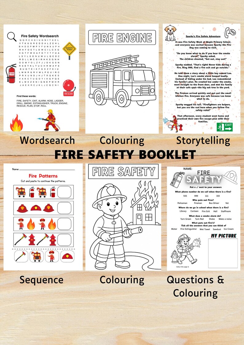 Fire Safety Week Workbook, Kids Questionnaire & Coloring Pages ...