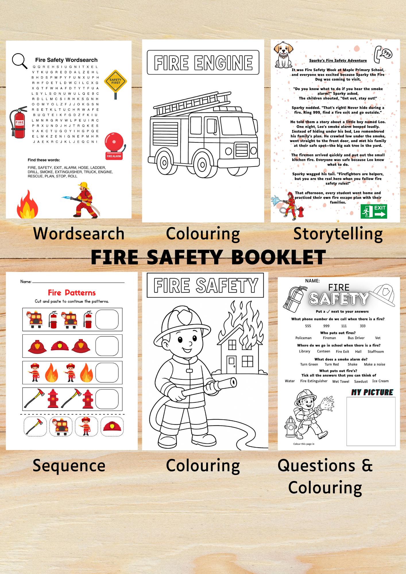 Fire Safety Week Workbook, Kids Questionnaire & Coloring Pages ...