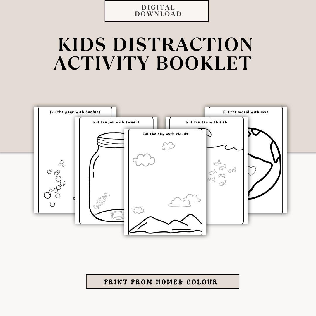 Kids Doodle Distraction Worksheets Book, Doodle and Color, Mental ...