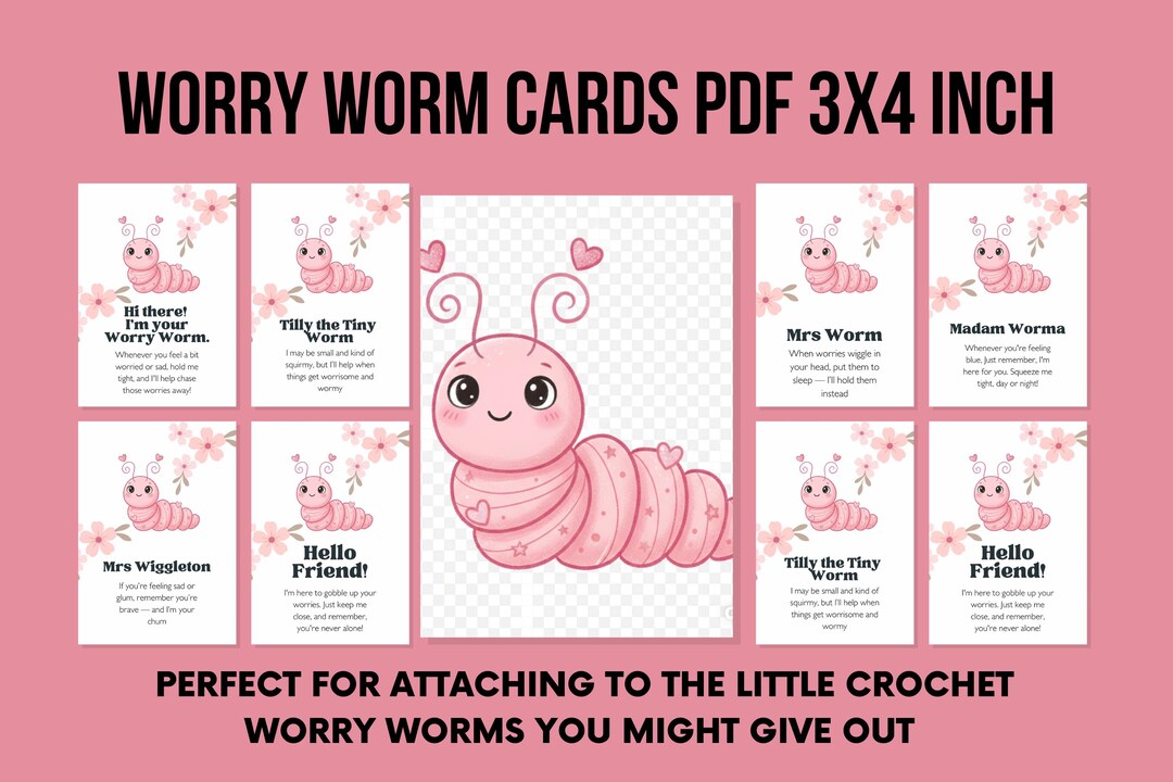 Pink Worry Worm Cards PDF, Anxiety Help for Kids, Classroom Activities ...