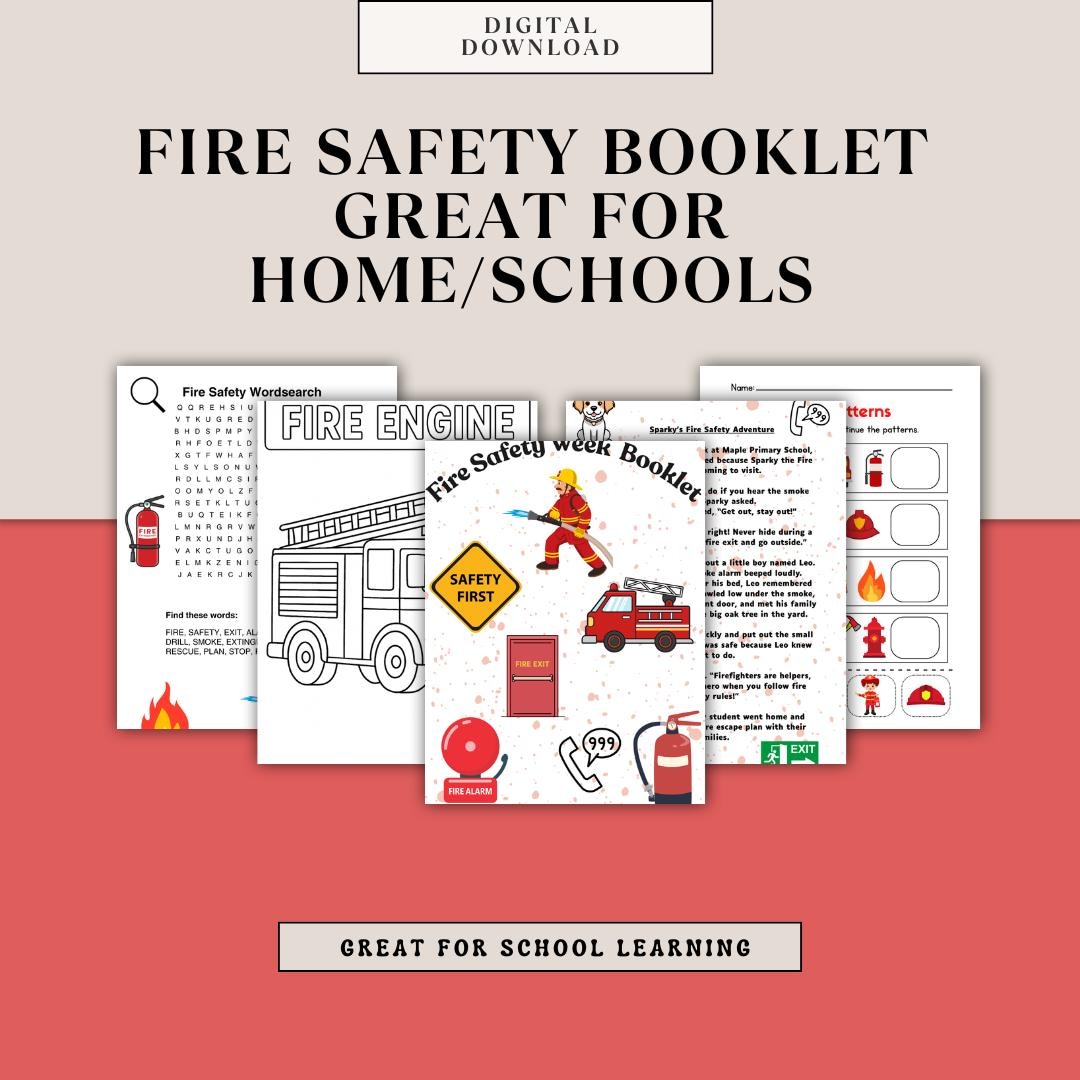 Fire Safety Week Workbook, Kids Questionnaire & Coloring Pages ...