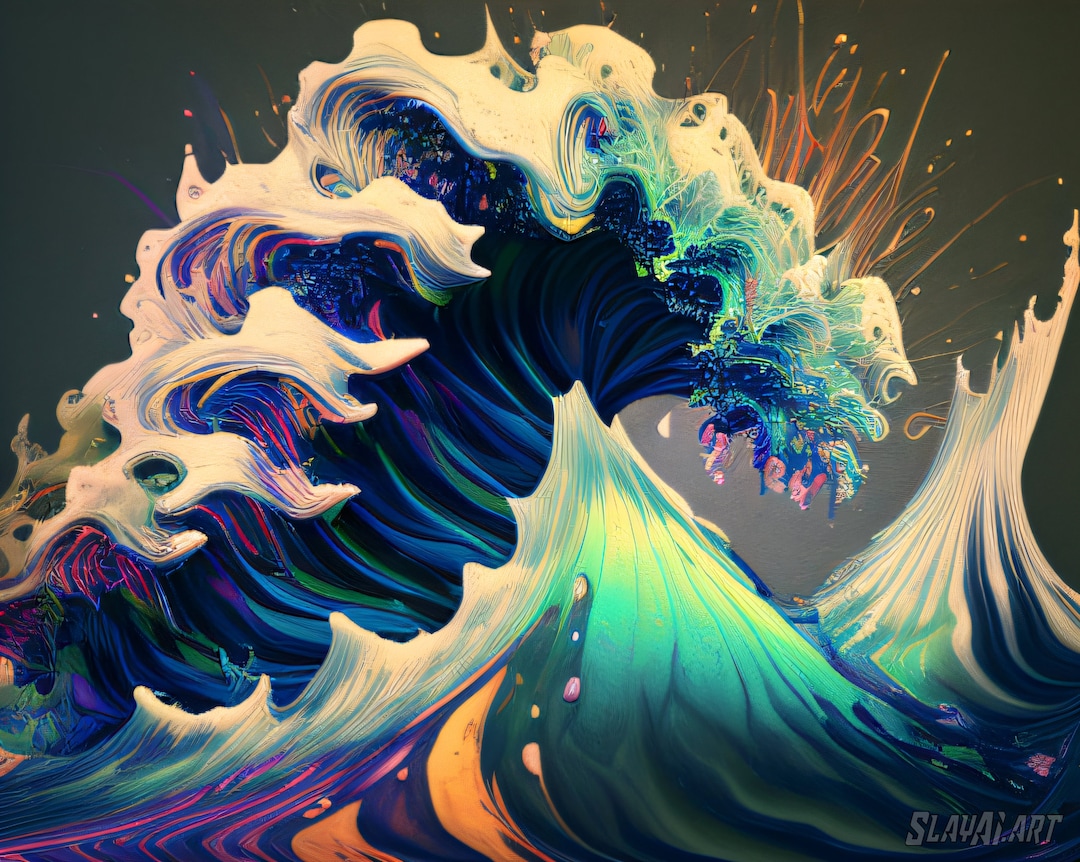 Phantasmic Wave - Hokusai Inspired - (4 PNG Sizes) | Original AI Art ...