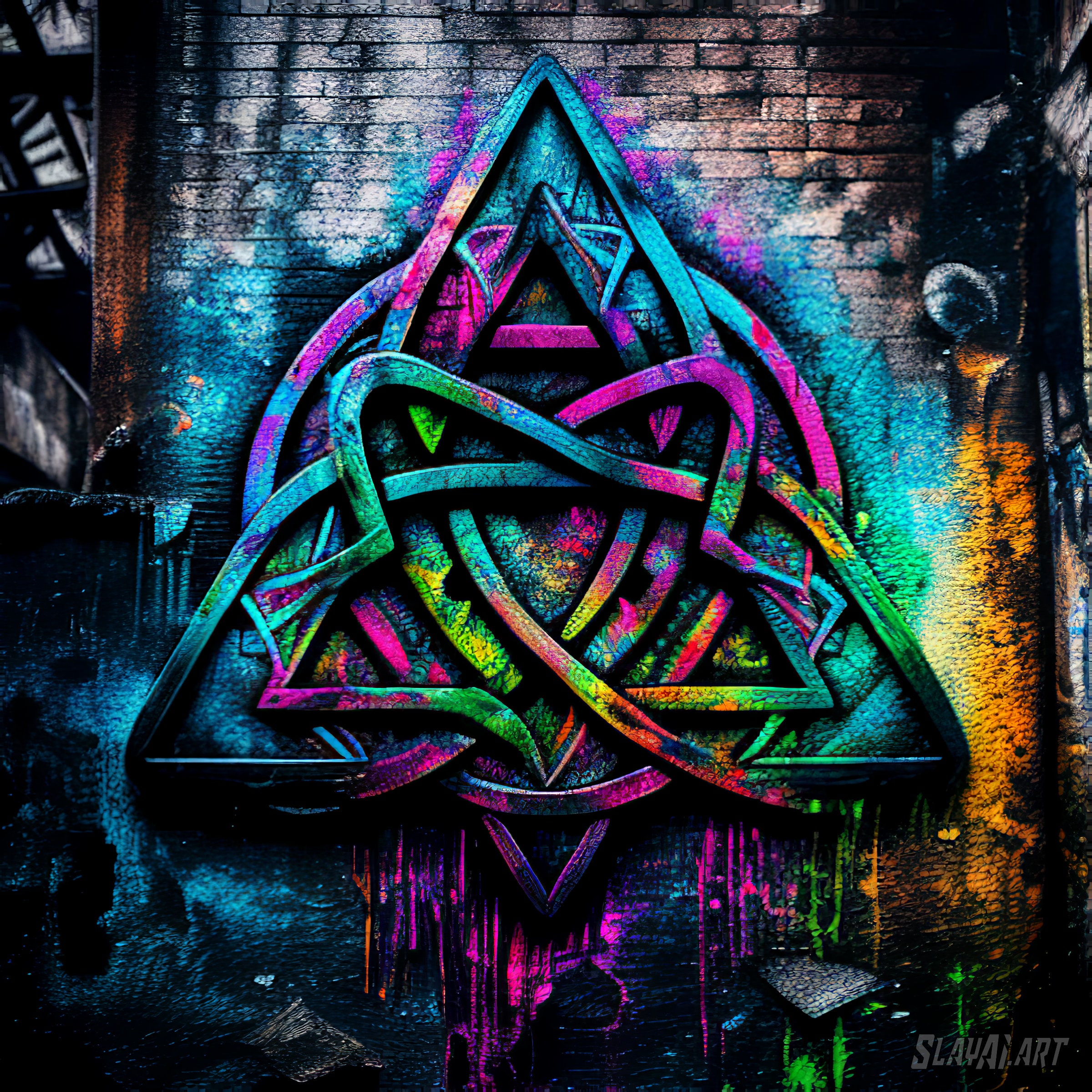 Splattered Trinity - (4 PNG Sizes) | Original AI Art | Digital Download ...