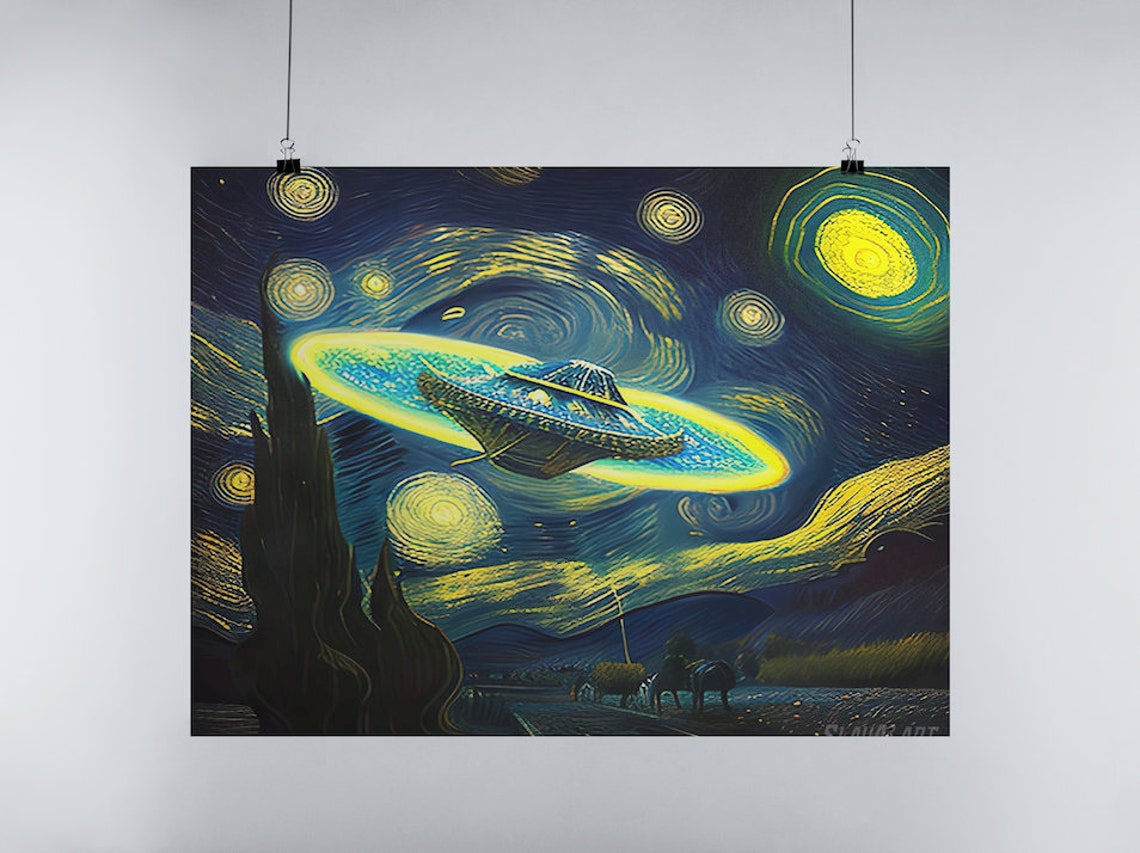 Ufos Starry Flight - (4 PNG Sizes) | Original AI Art | Digital Download ...