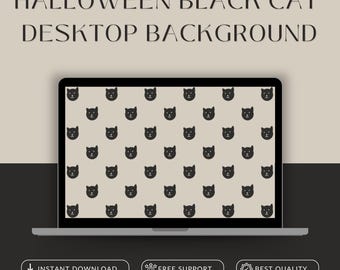 Halloween Black Cat Desktop Wallpaper MacBook Pro PC Computer Screen ...