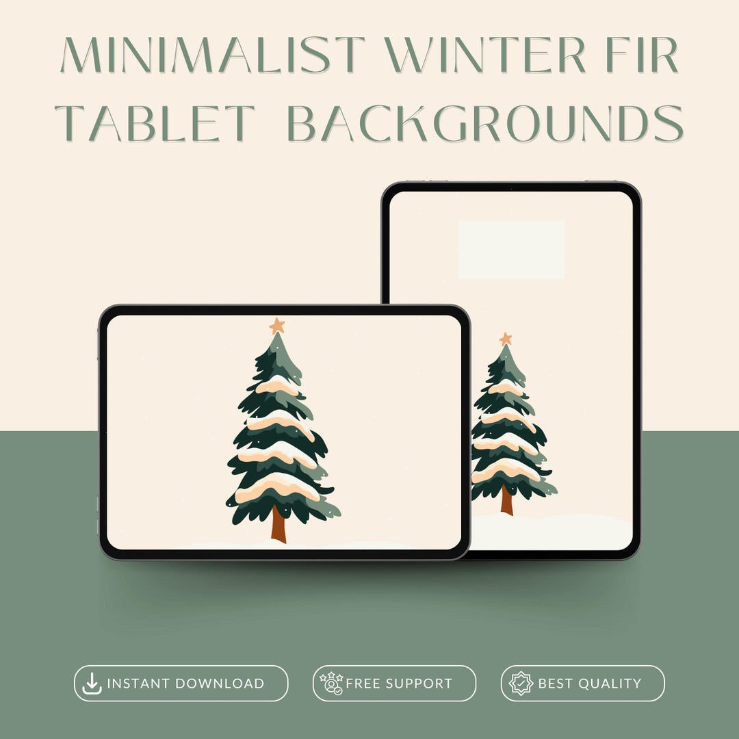 Minimalist Winter Fir Tablet Wallpaper: Neutral Holiday Background ...