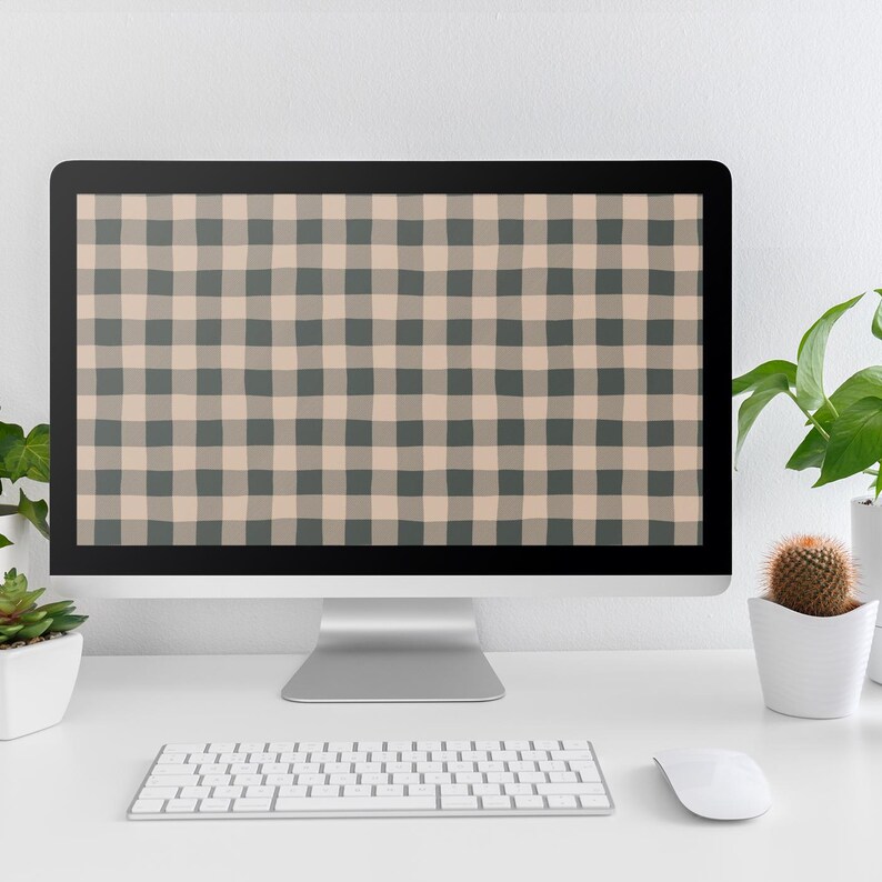 Cozy Plaid Desktop Wallpaper | Warm Neutral Check Fall Laptop/macbook ...