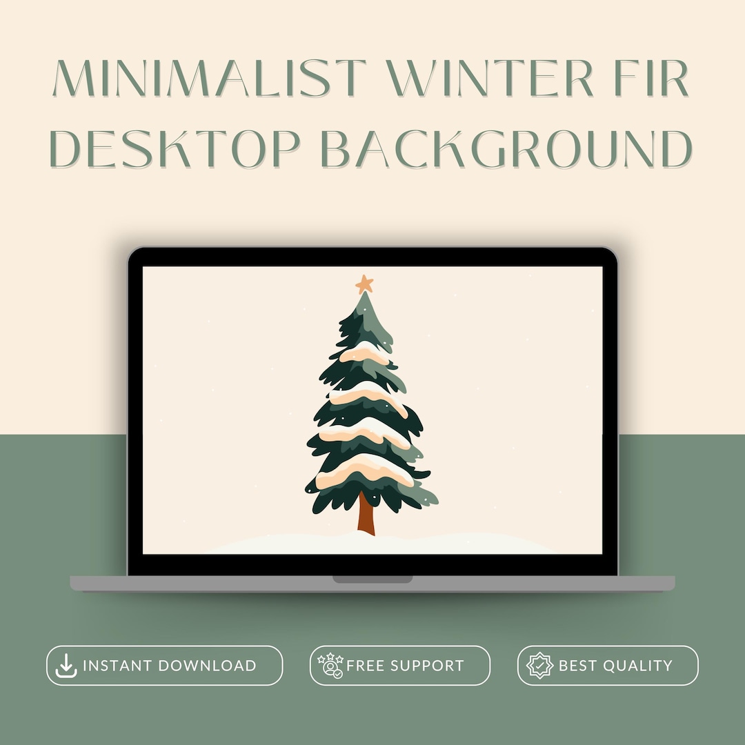 Minimalist Winter Fir Tree Desktop Wallpaper | Christmas Tree Simple ...