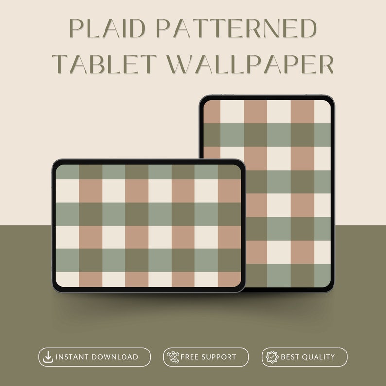 Earth Tone Plaid Patterned iPad Tablet Wallpaper | Ios Android Samsung Digital Home Screen Lock ...
