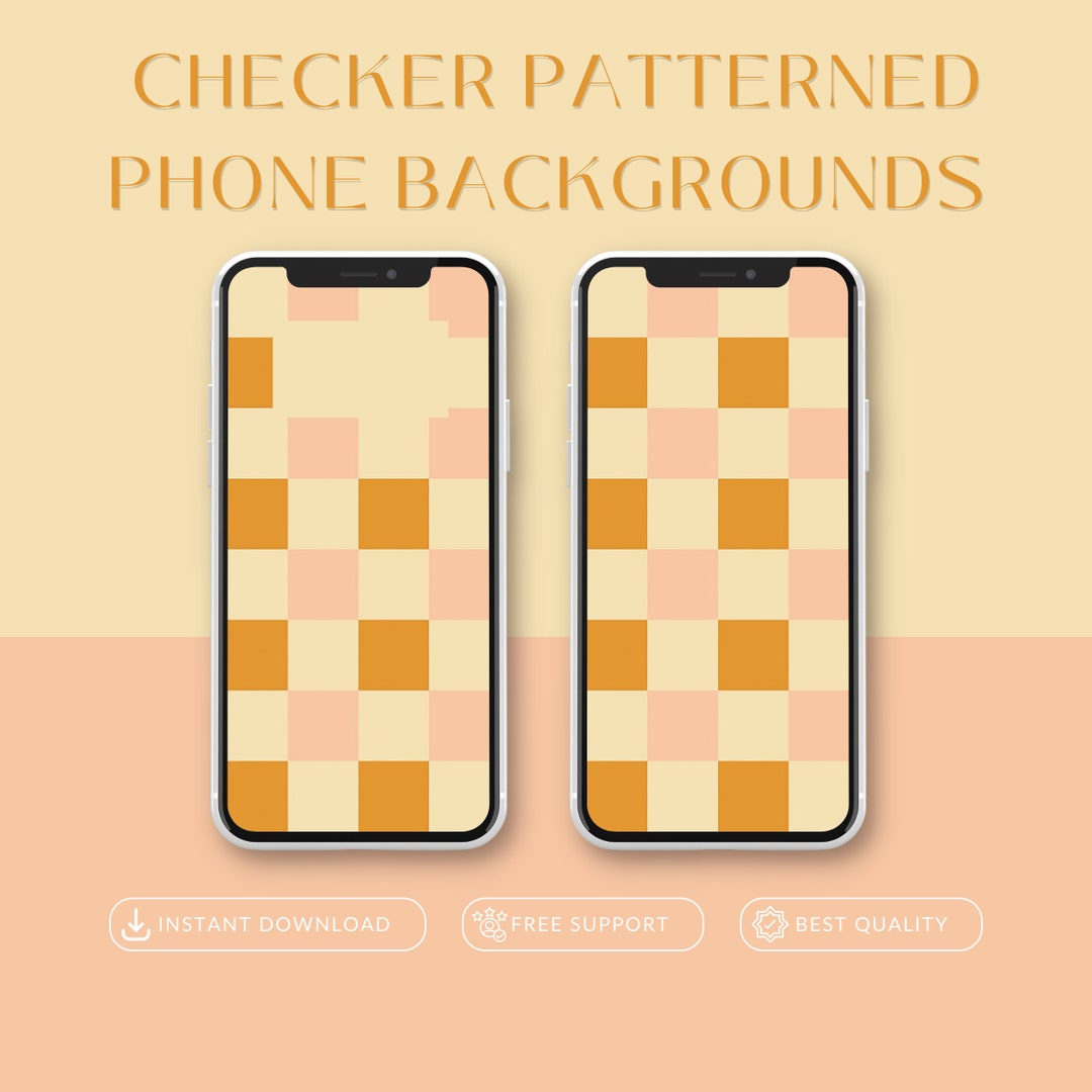 Checker Patterned Phone Wallpaper: Hand Drawn Tile Background (digital ...
