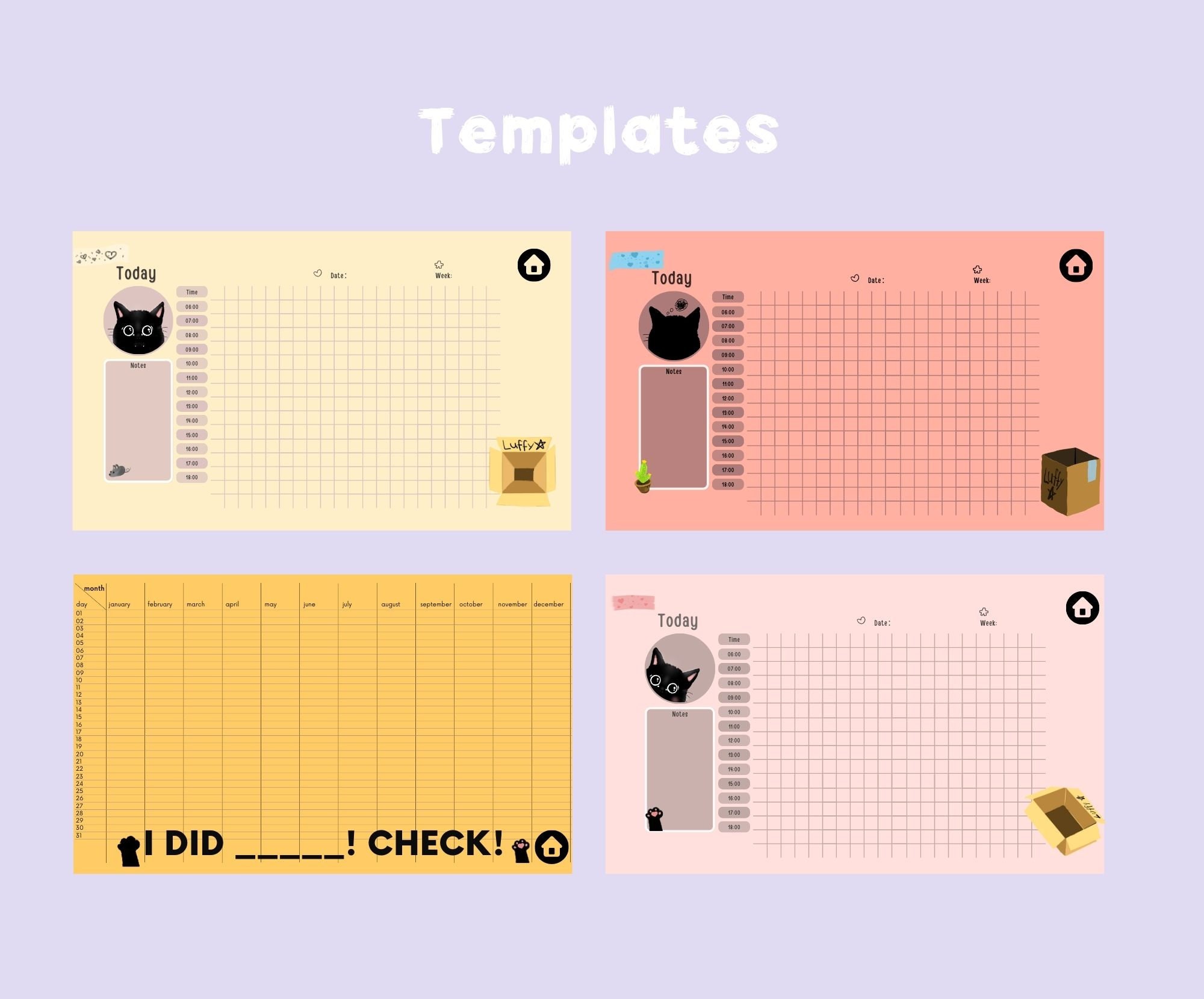 Black Cat Super Cute Kawaii Daily Life Planner 2023 Digital Planner ...