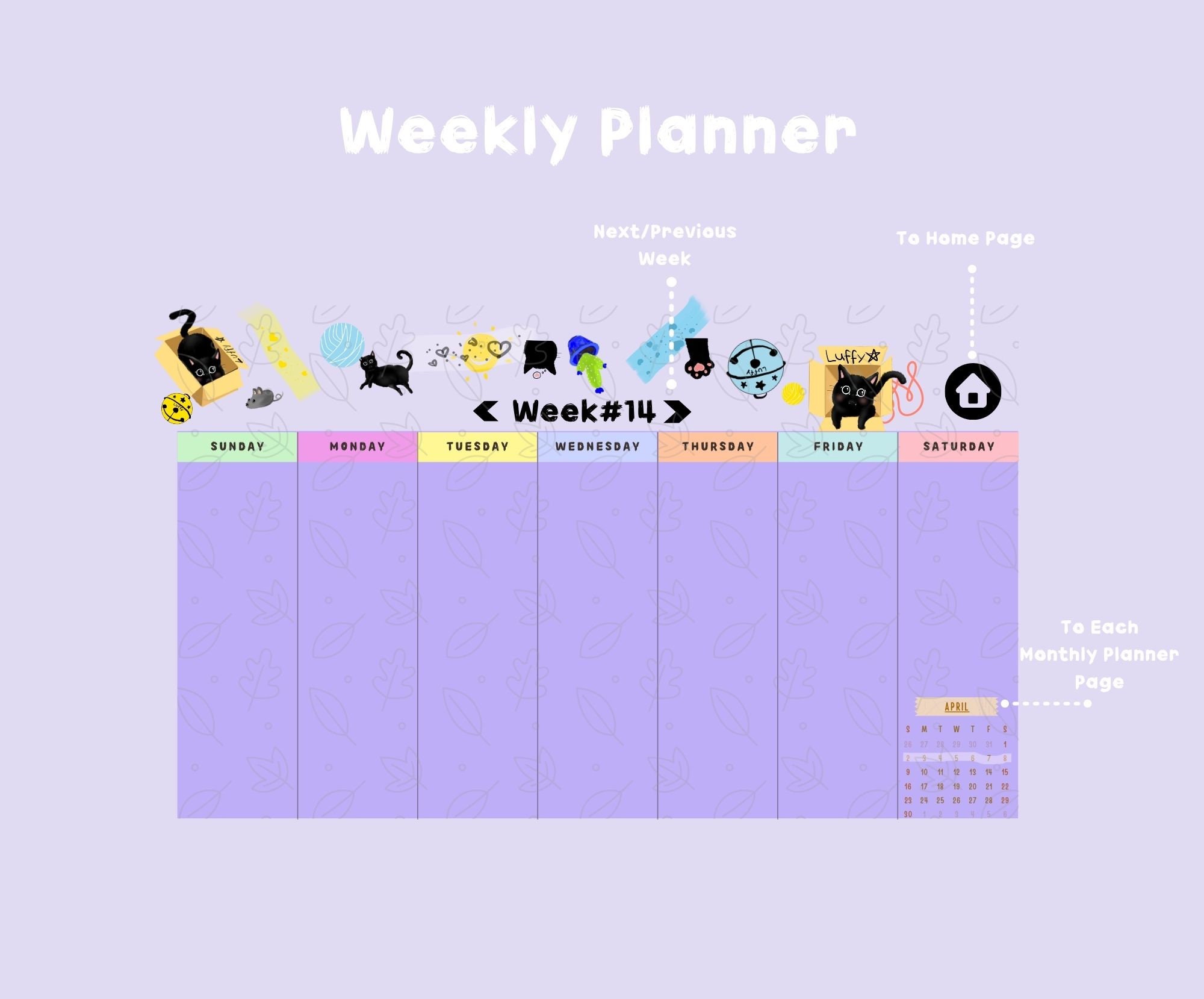 Black Cat Super Cute Kawaii Daily Life Planner 2023 Digital Planner ...